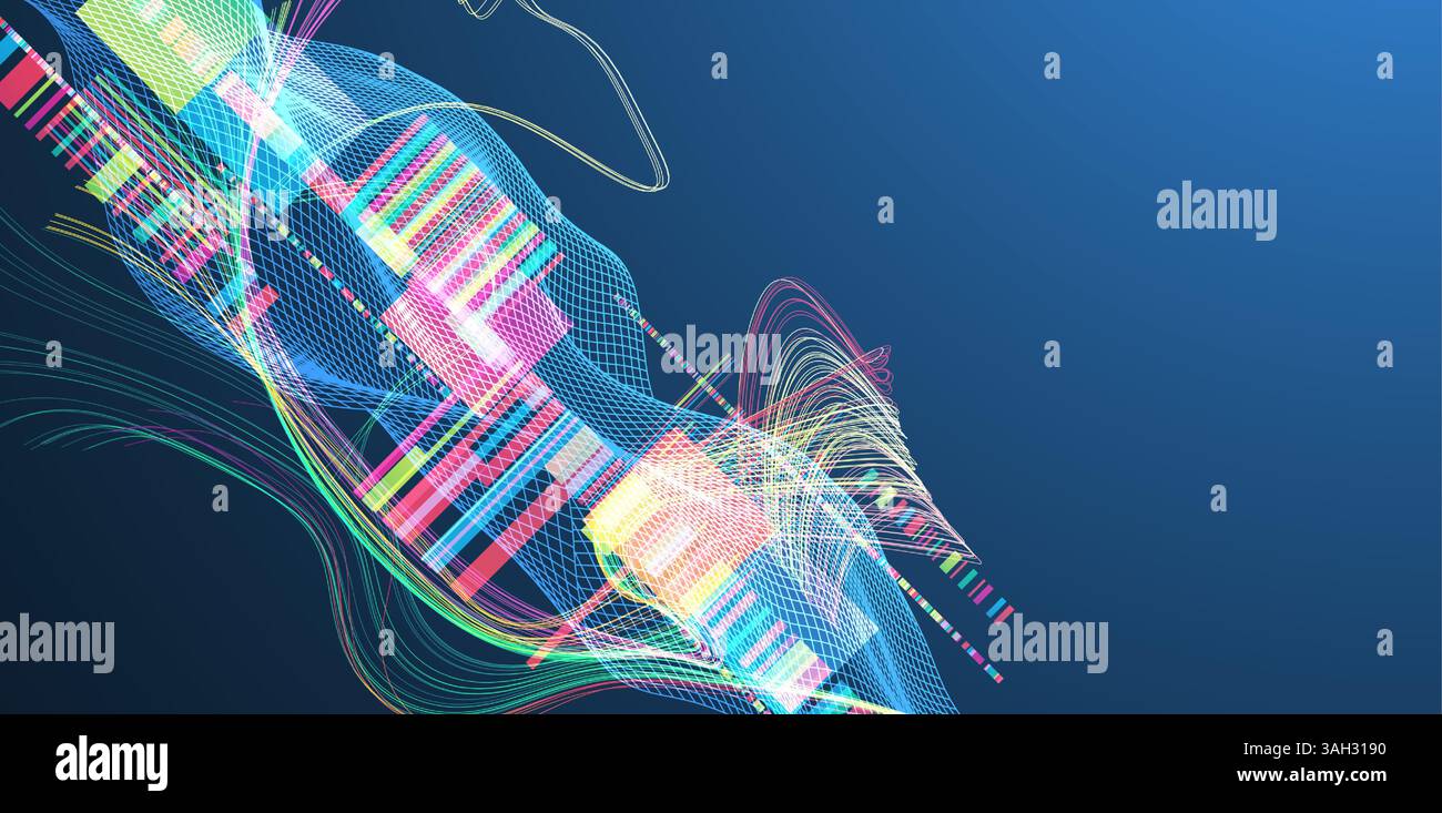 Abstract Data Waveform Background With Dynamic Lines Grids And Color