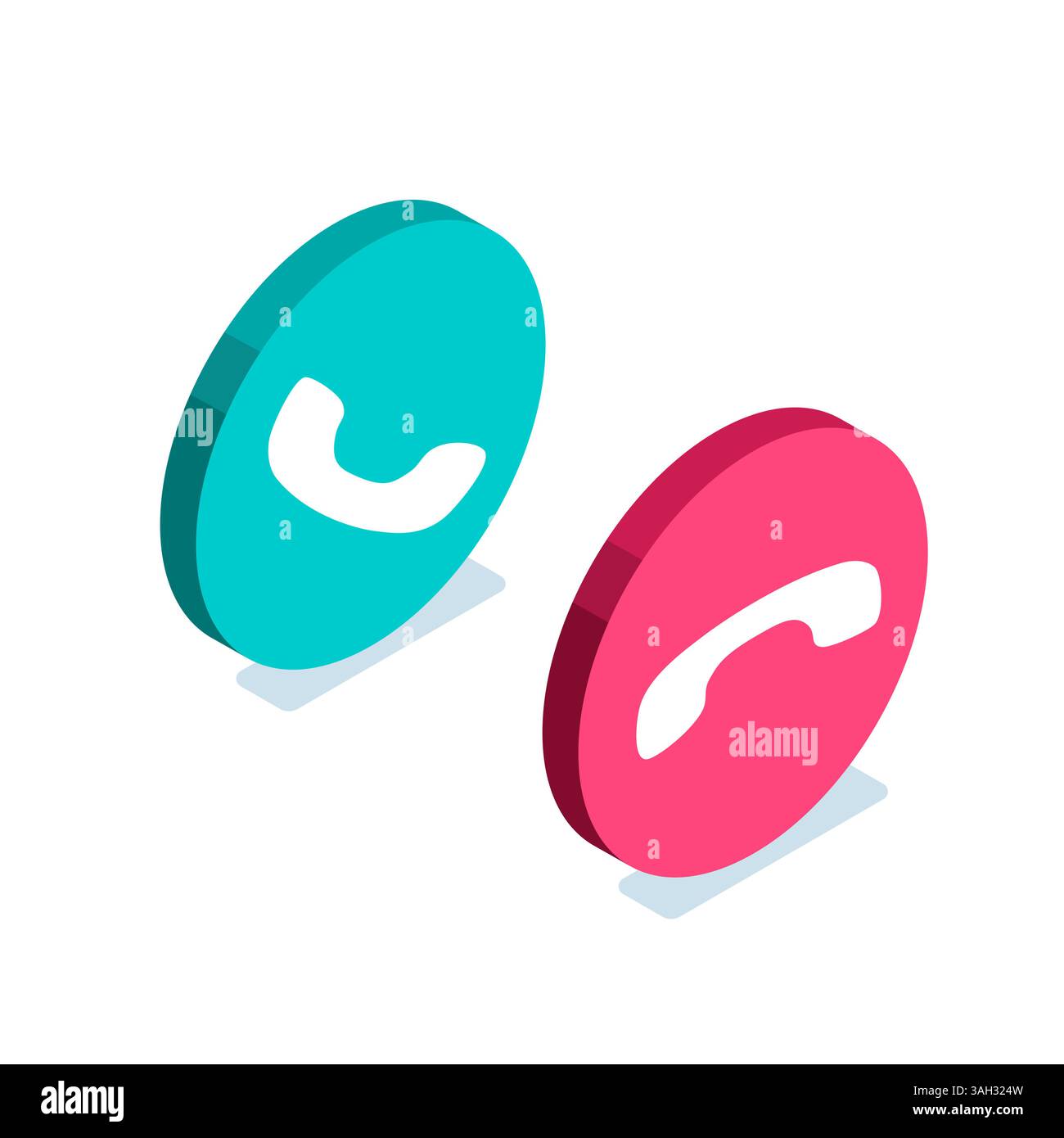 isometric handset icon in text bubble, in color on white background ...