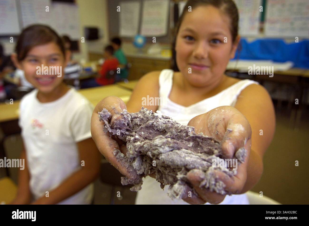 Quesia Varela and Natalie Perez with home made clay. The Osborn ...