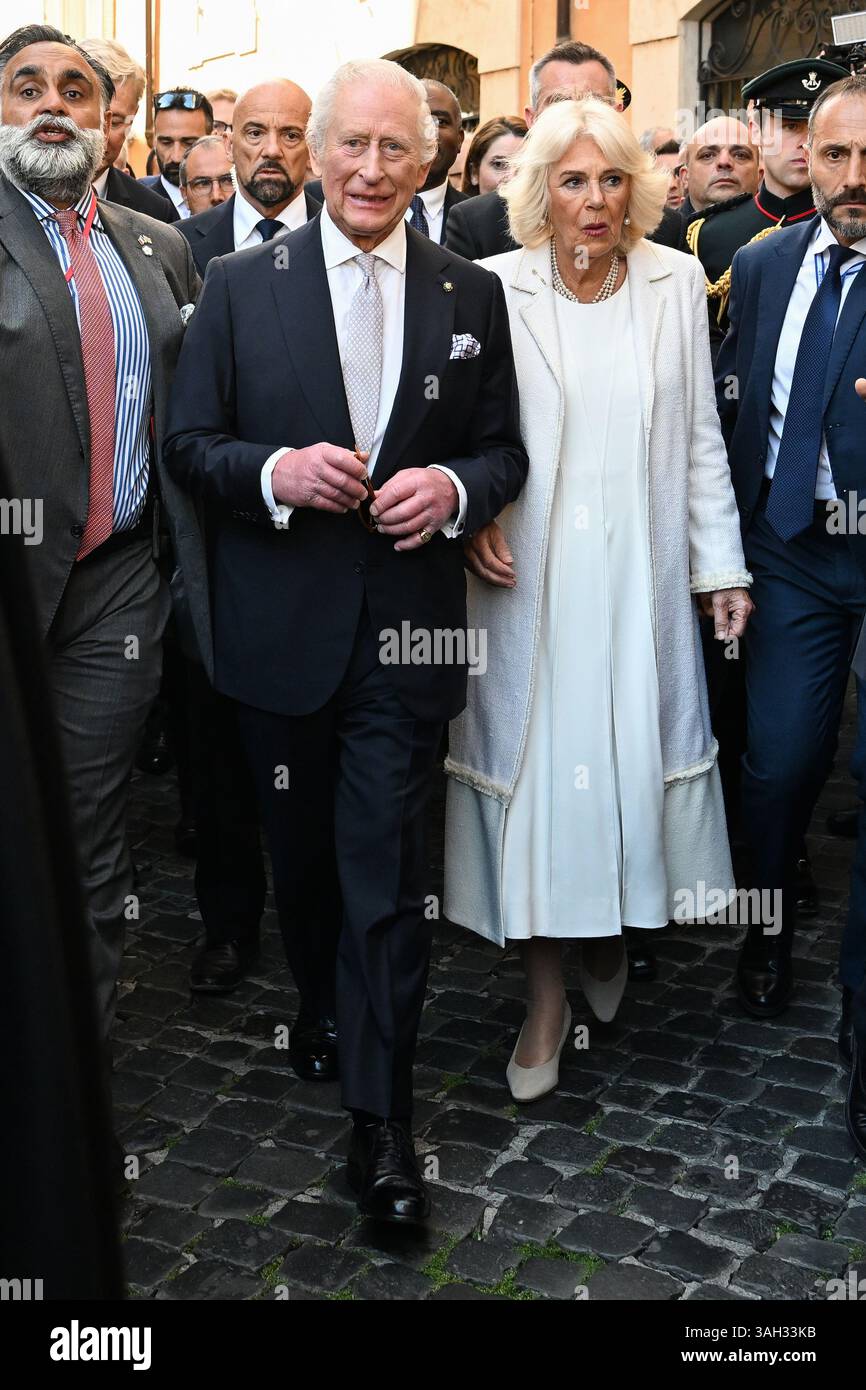 King Charles III and Queen Camilla meeting members of the public while ...