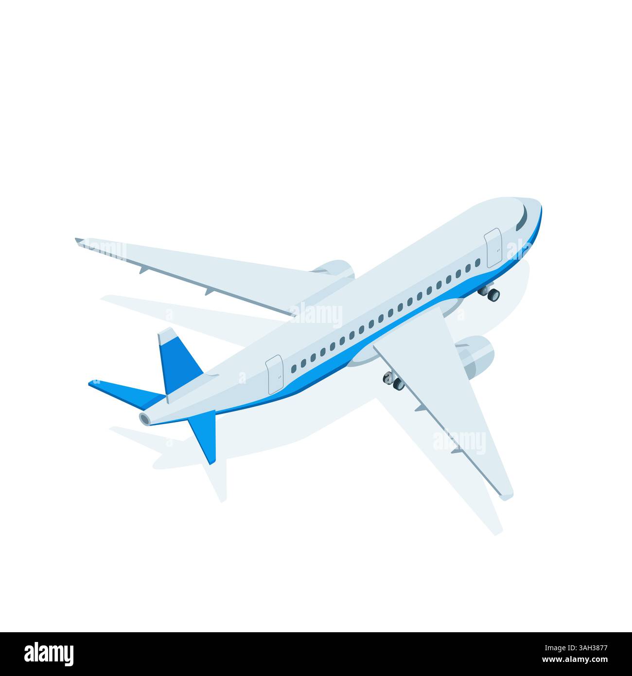 isometric passenger plane, in color on a white background, an air ...