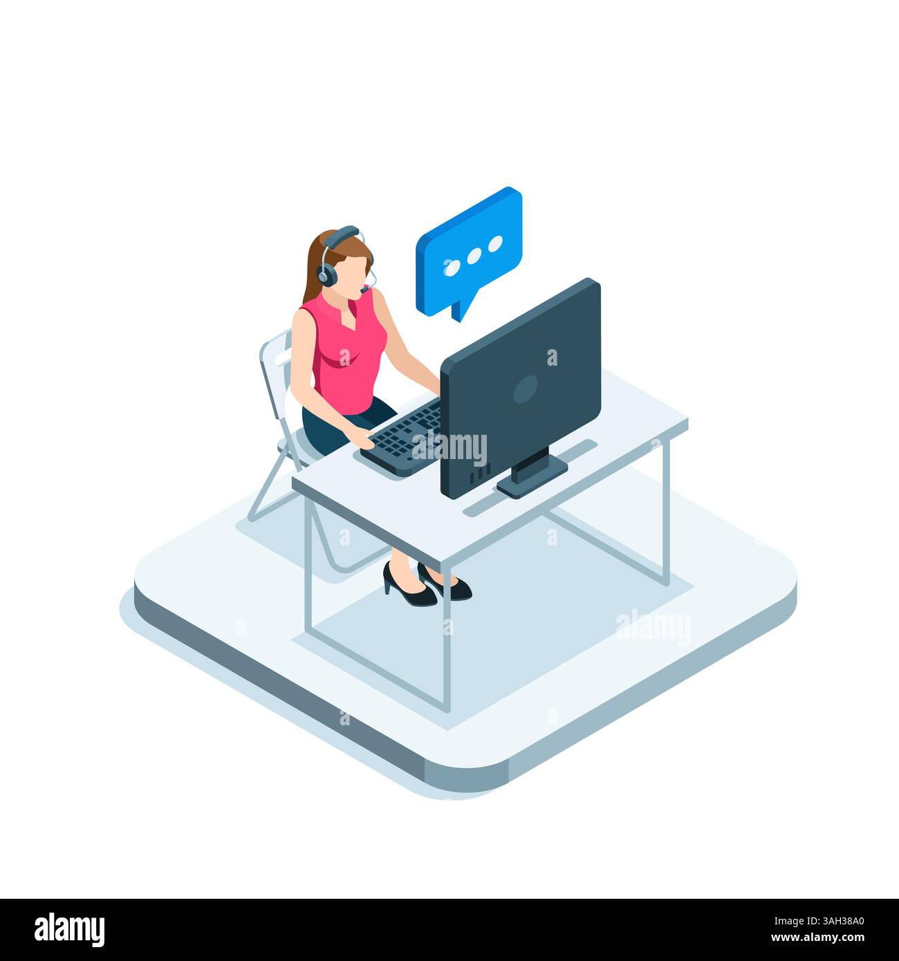 Call center computer woman Cut Out Stock Images & Pictures - Alamy