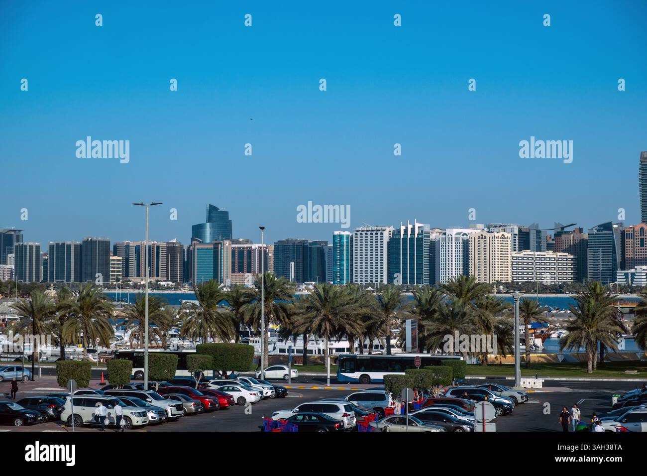 March 22, 2025. United Arab Emirates. Abu Dhabi Corniche skyline ...