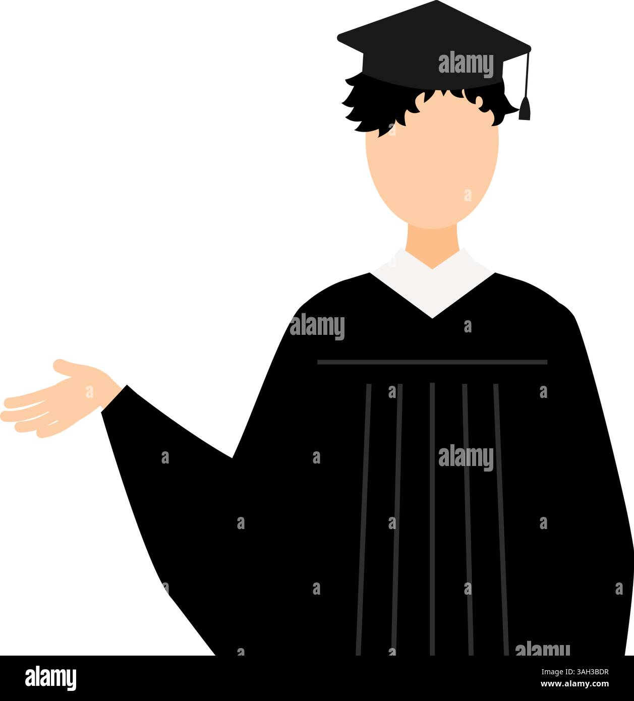 Simple illustration of an asian male graduates in graduation gowns and ...