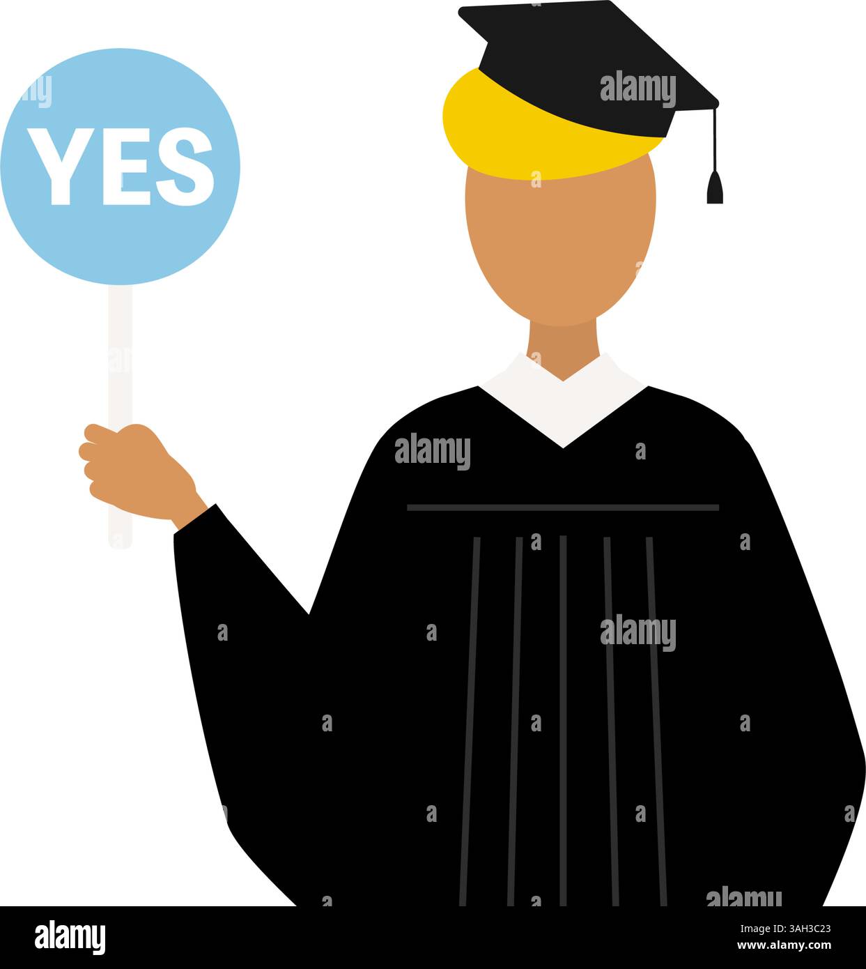 Simple illustration of a black male graduate in a graduation gown and ...