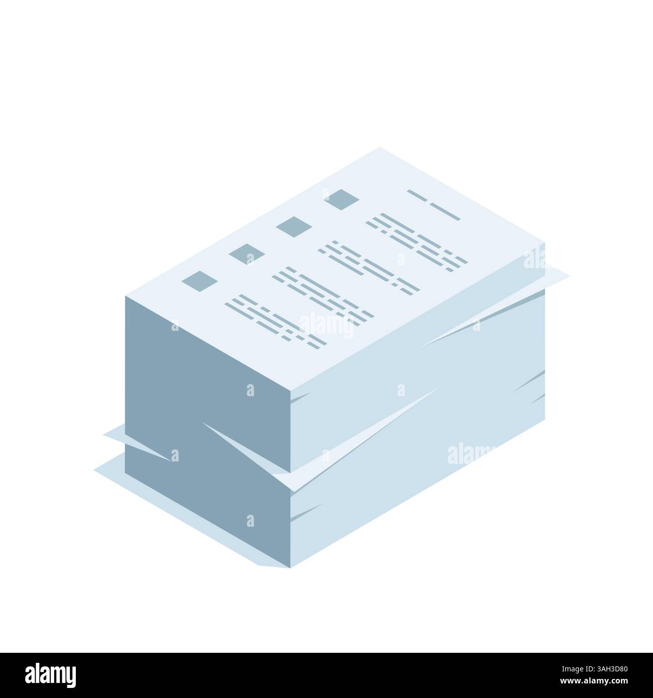 isometric stack of paper, in color on a white background, study or work ...