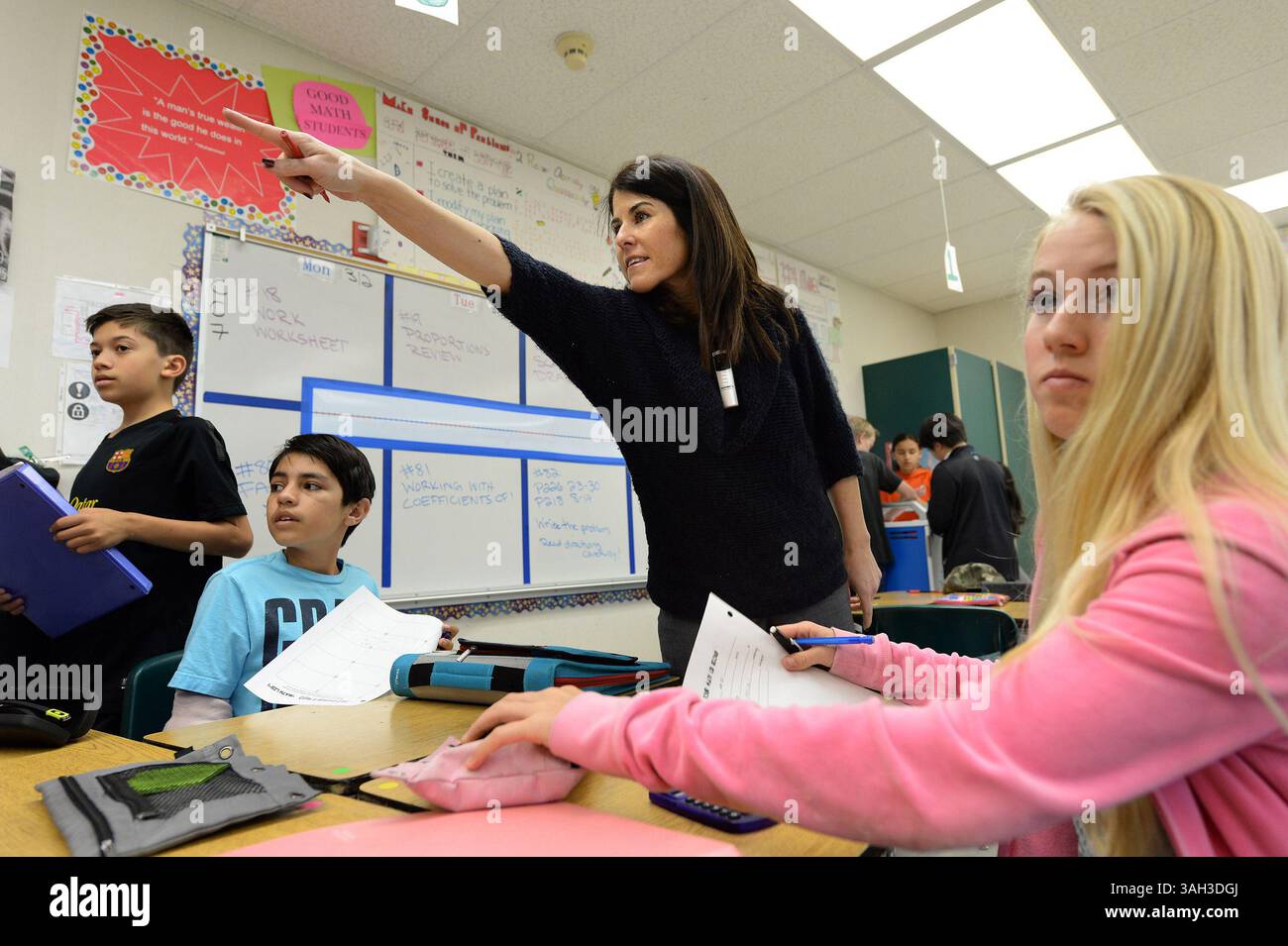 March 4, 2015 - San Ramon, CA, USA - Teacher and math coach Mona Keeler ...