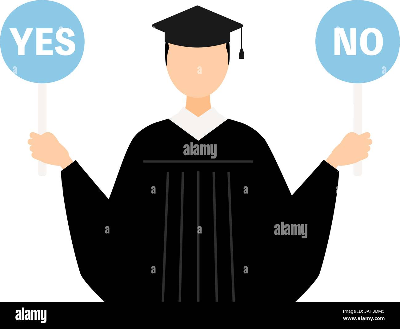 Simple illustration of an asian male graduate in a graduation gown and ...