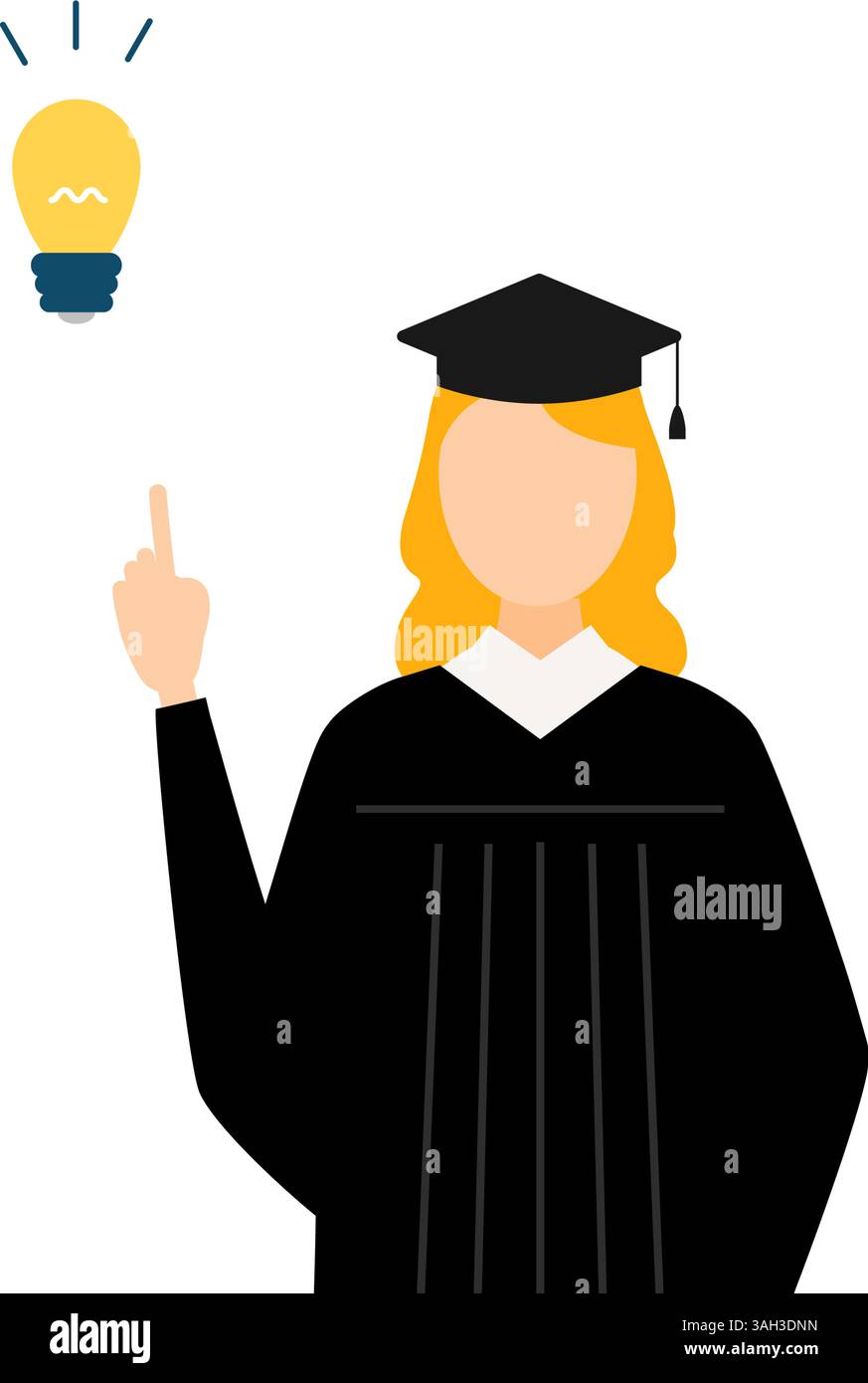 Simple illustration of a white female graduates in graduation gowns and ...