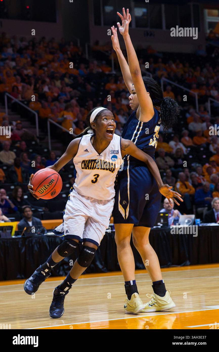 March 21, 2015: Jasmine Joyner #3 of the Chattanooga Lady Mocs drives ...