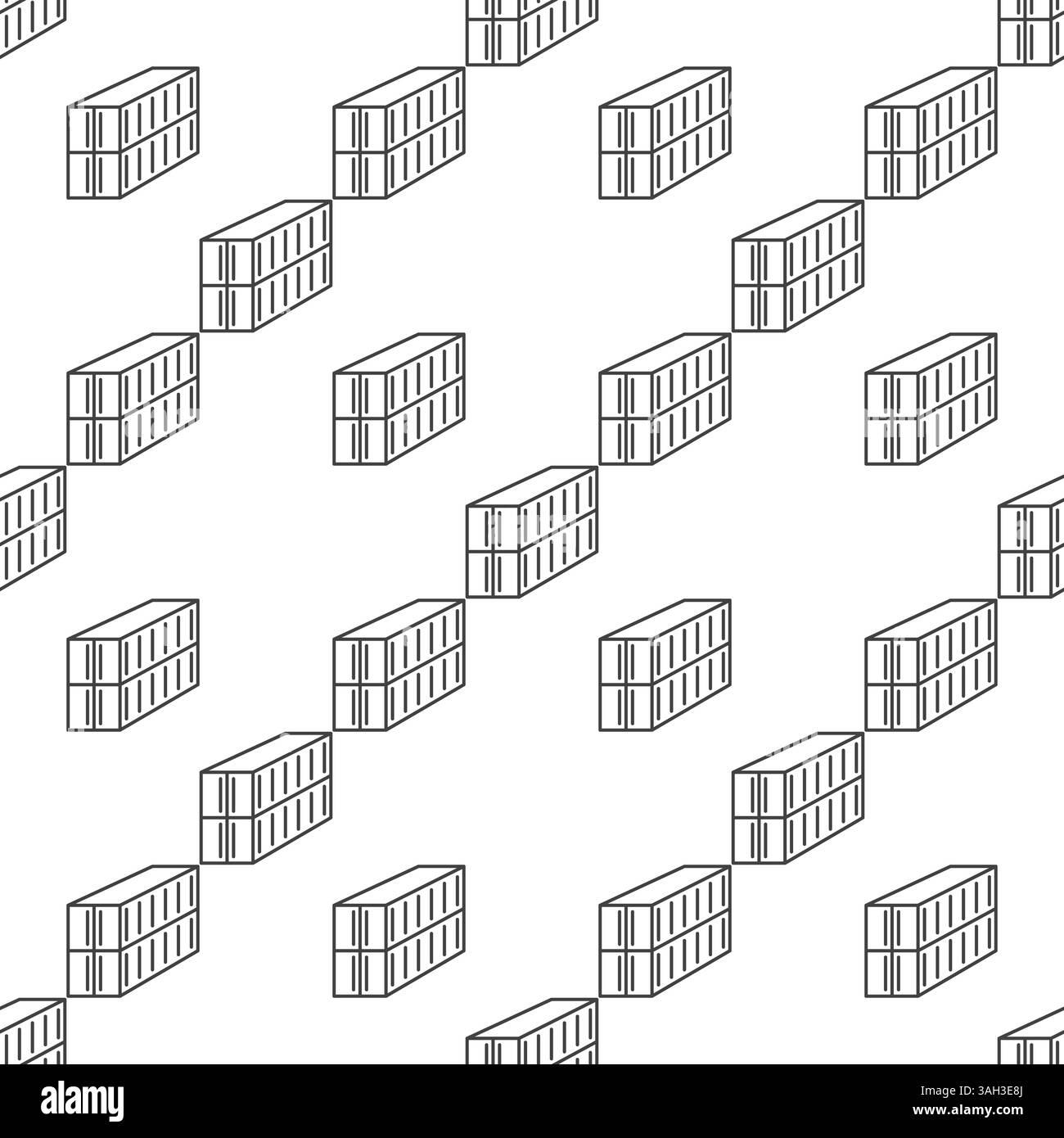 Pair Of Shipping Containers Vector Outline Seamless Pattern Stock Vector Image And Art Alamy