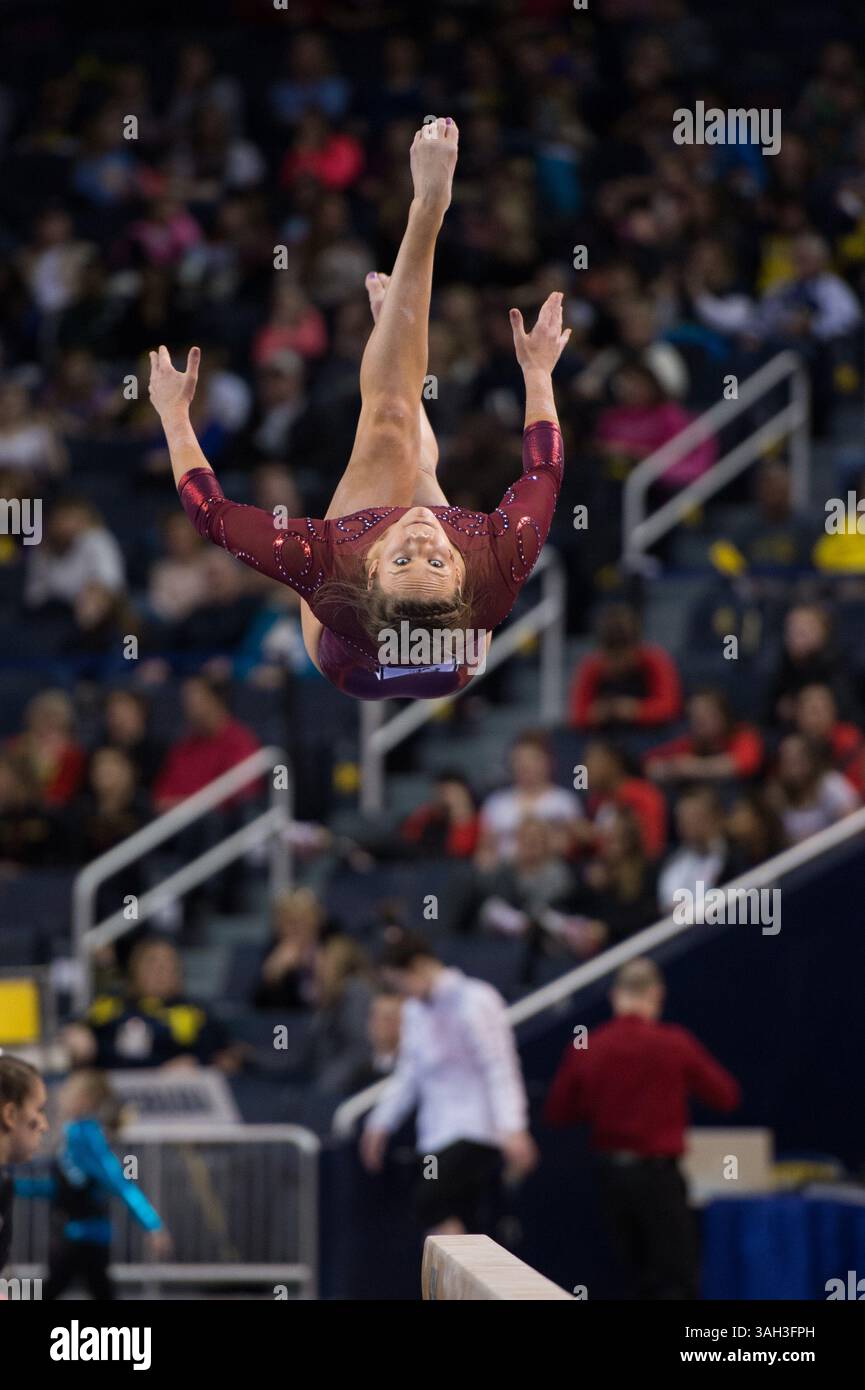 March 21, 2015 - University of Minnesota gymnast Maddie Hanley flips at ...