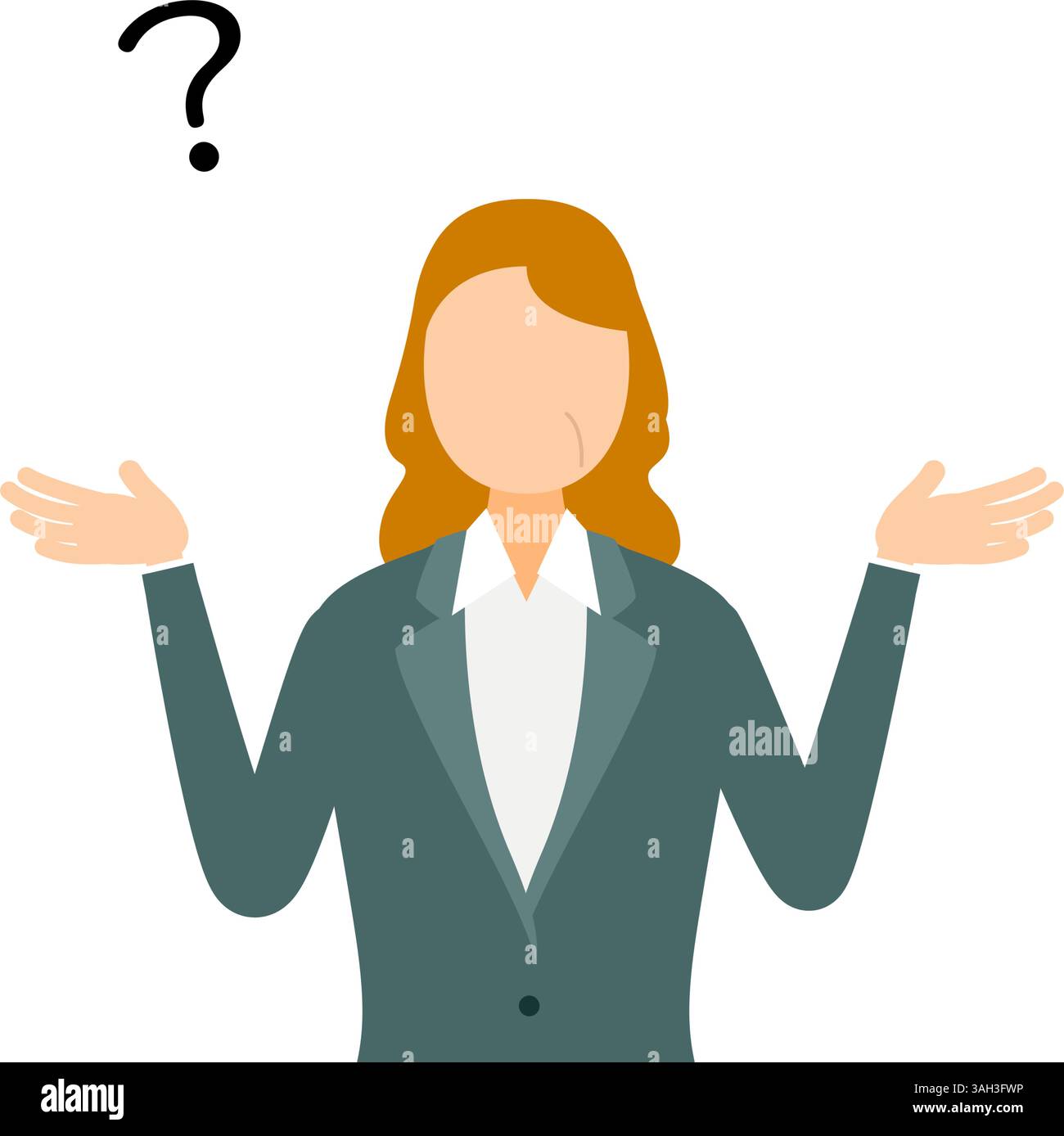 Simple illustration of businesswoman in business suit questioning ...