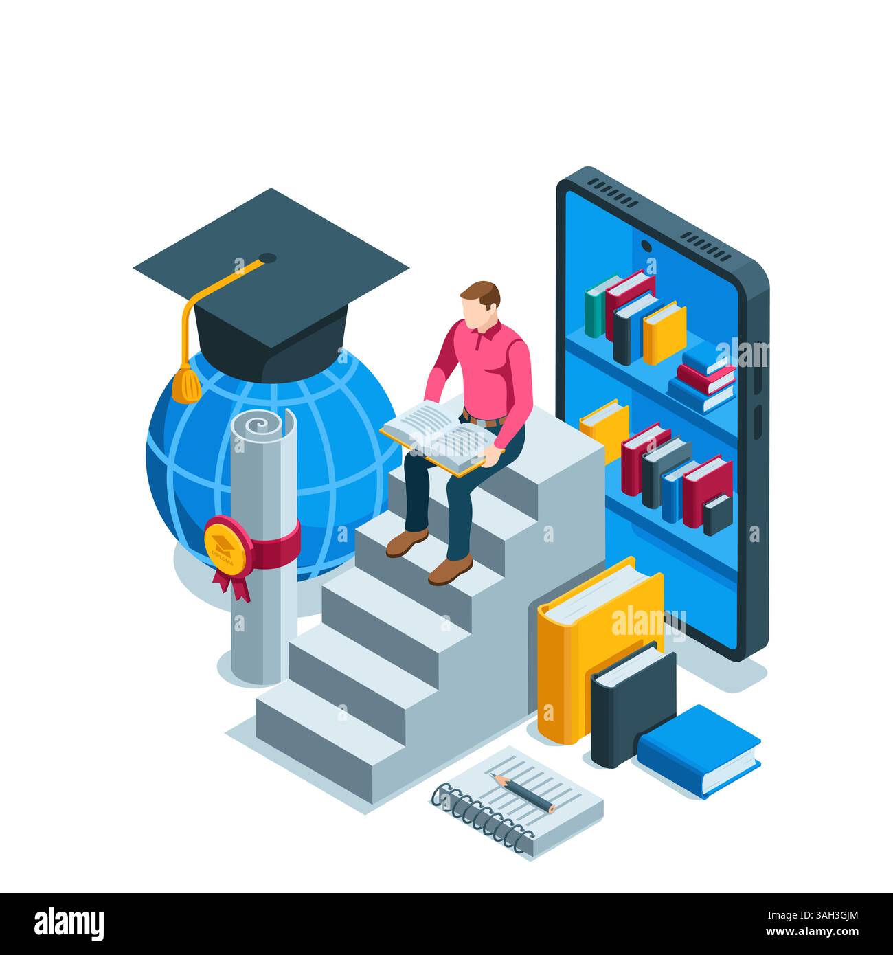 3d illustration cap diploma Stock Vector Images - Alamy