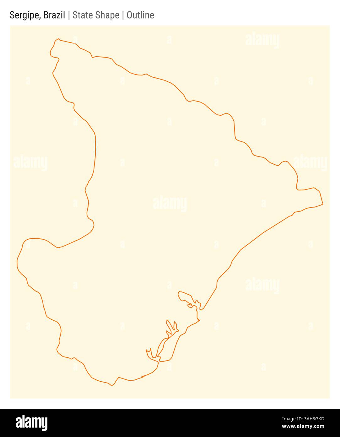 Sergipe, Brazil. Simple vector map. State shape. Outline style. Border ...