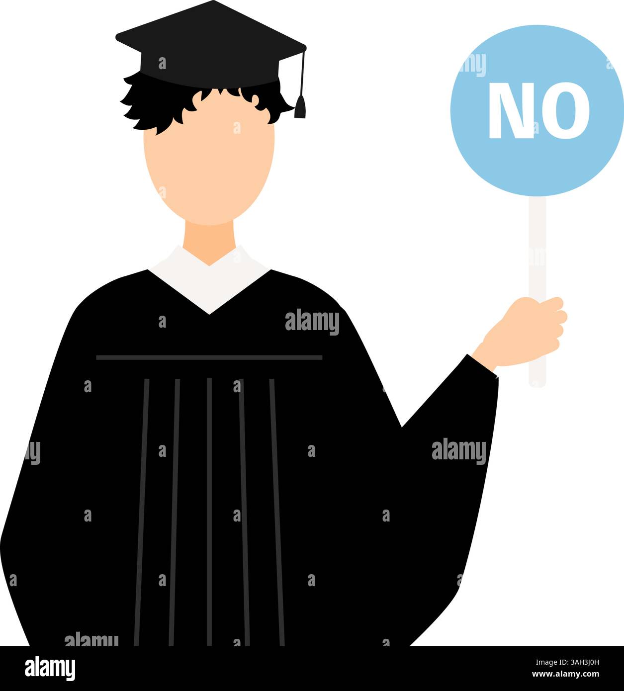 Simple illustration of an asian male graduate in a graduation gown and ...