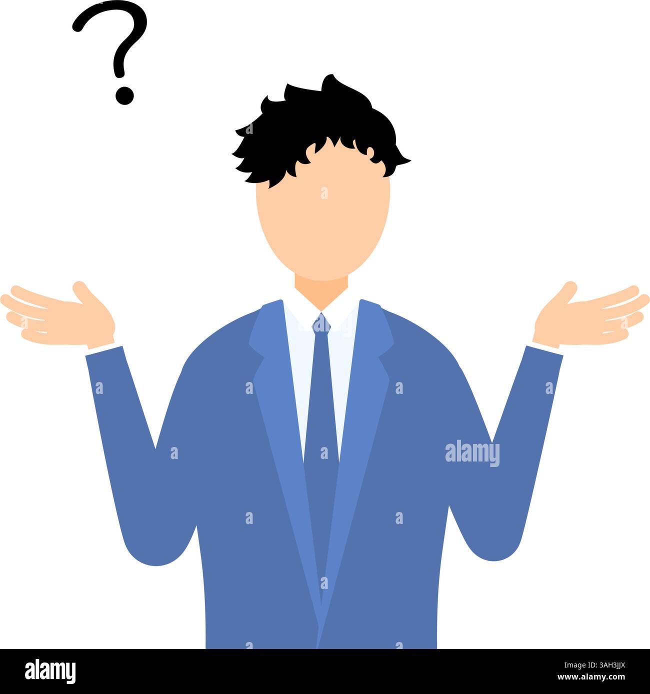 Simple illustration of businessman in business suit questioning, Vector ...