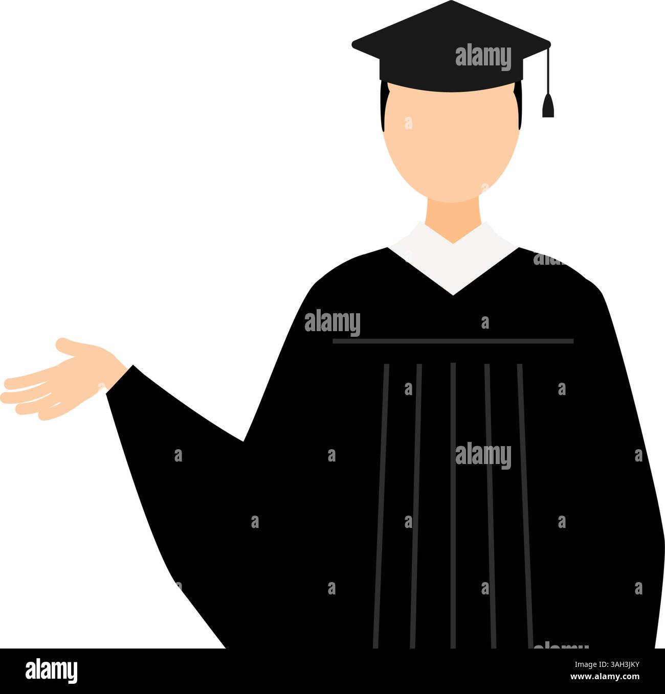 Simple illustration of an asian male graduates in graduation gowns and ...