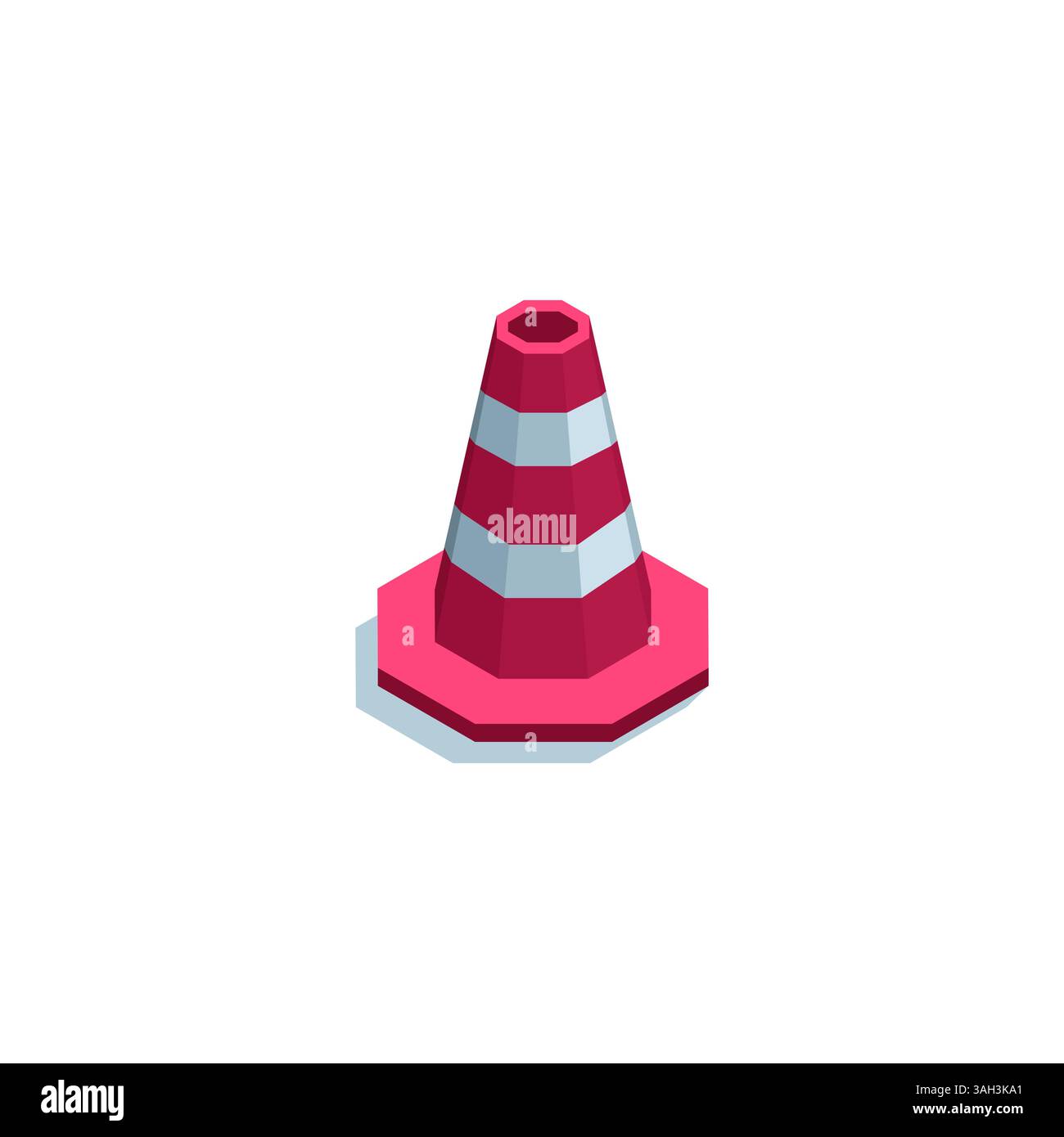 isometric traffic cone in color on white background, fenced area or ...