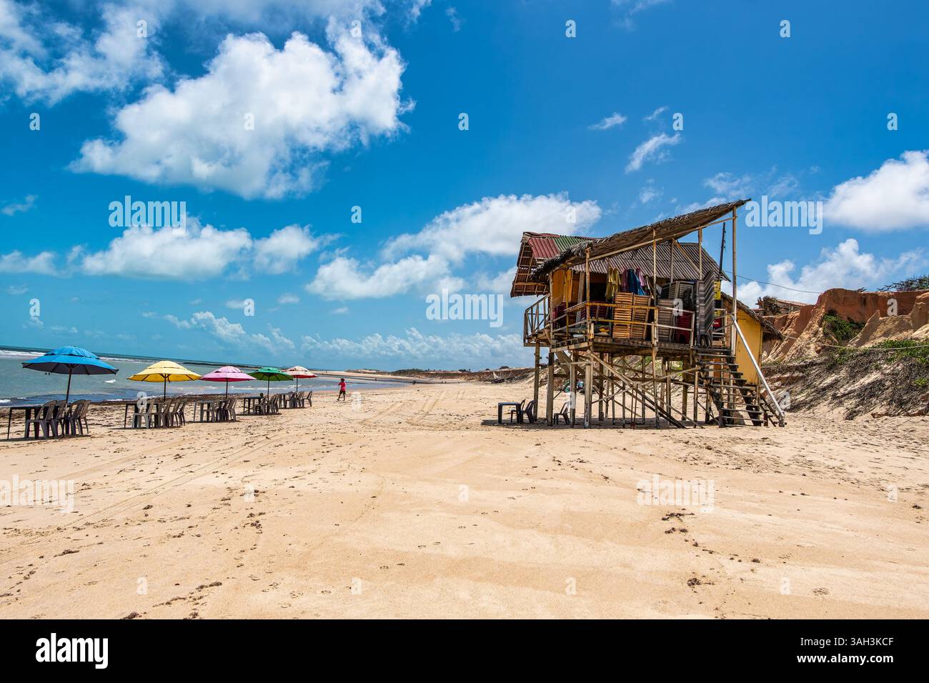 Famous barracas, bars and restaurants at Canoa Quebrada Beach at Canoa ...