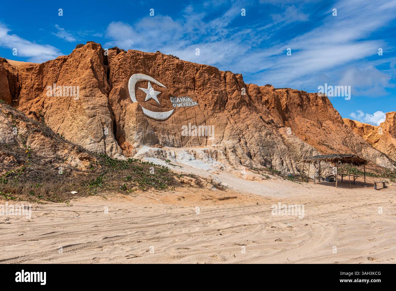 The rock formations at Canoa Quebrada Beach at Canoa Quebrada, state of ...