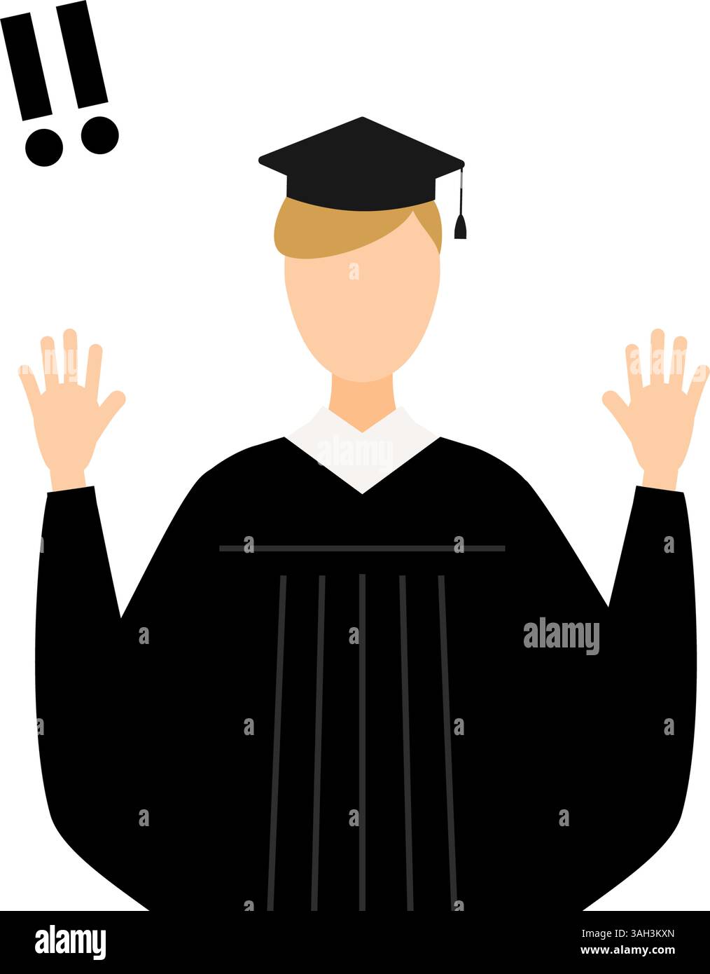 Simple illustration of a white male graduates in graduation gowns and ...