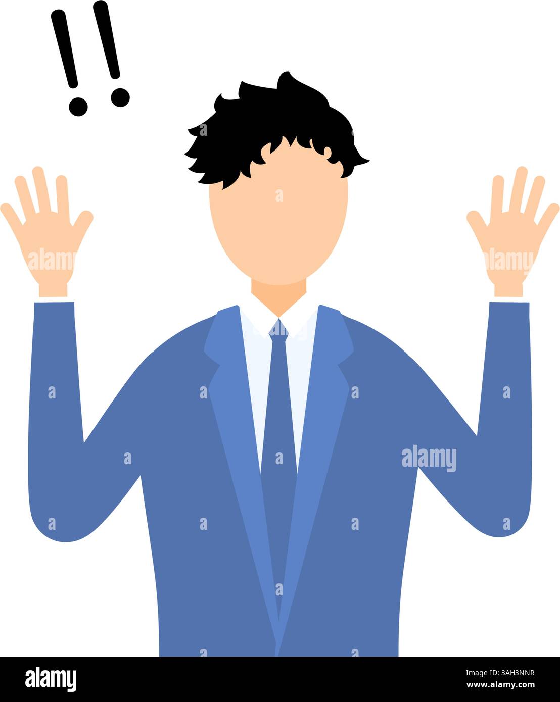 Simple illustration of businessman in business suit raising his hand in ...
