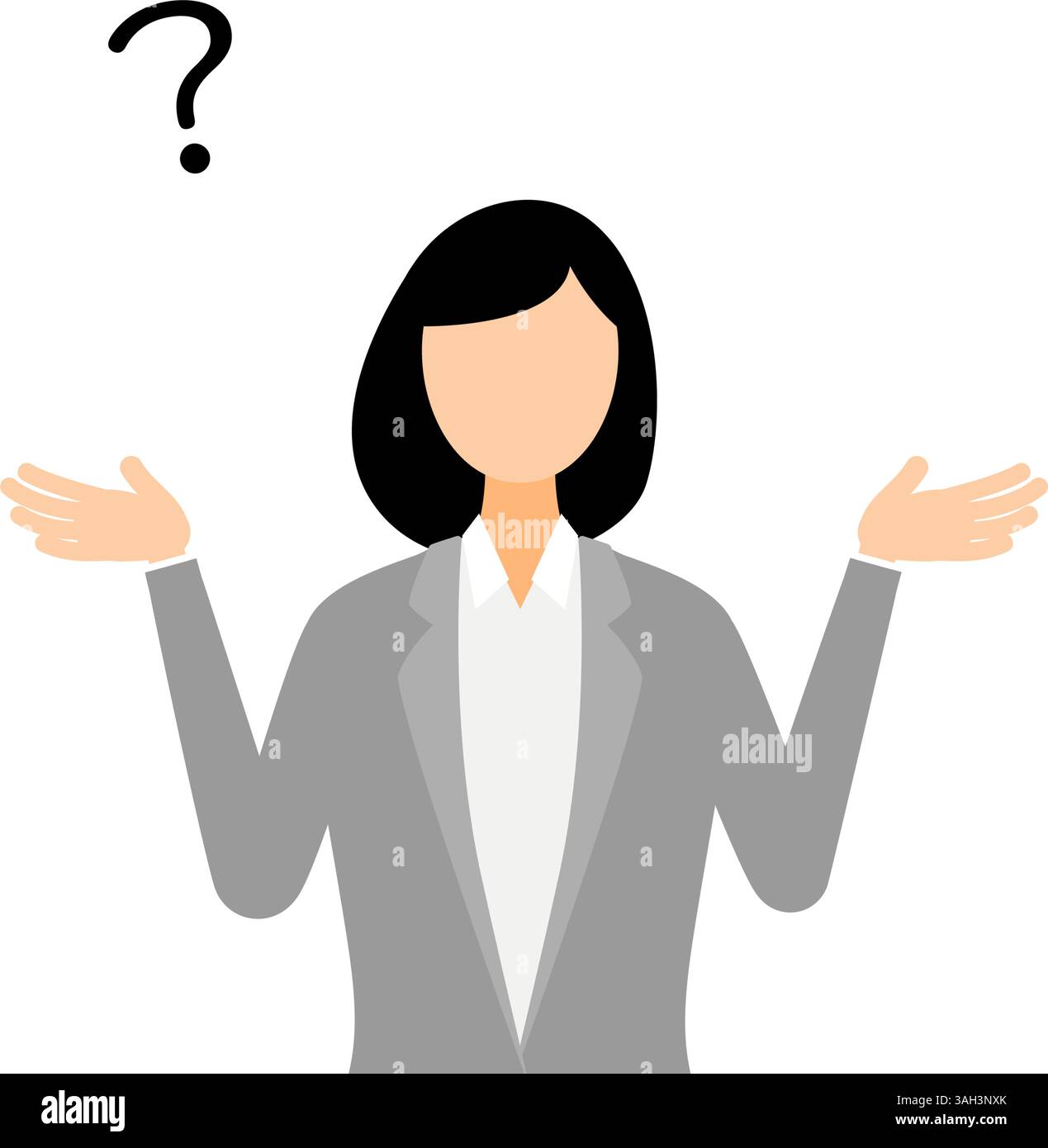 Simple illustration of businesswoman in business suit questioning ...