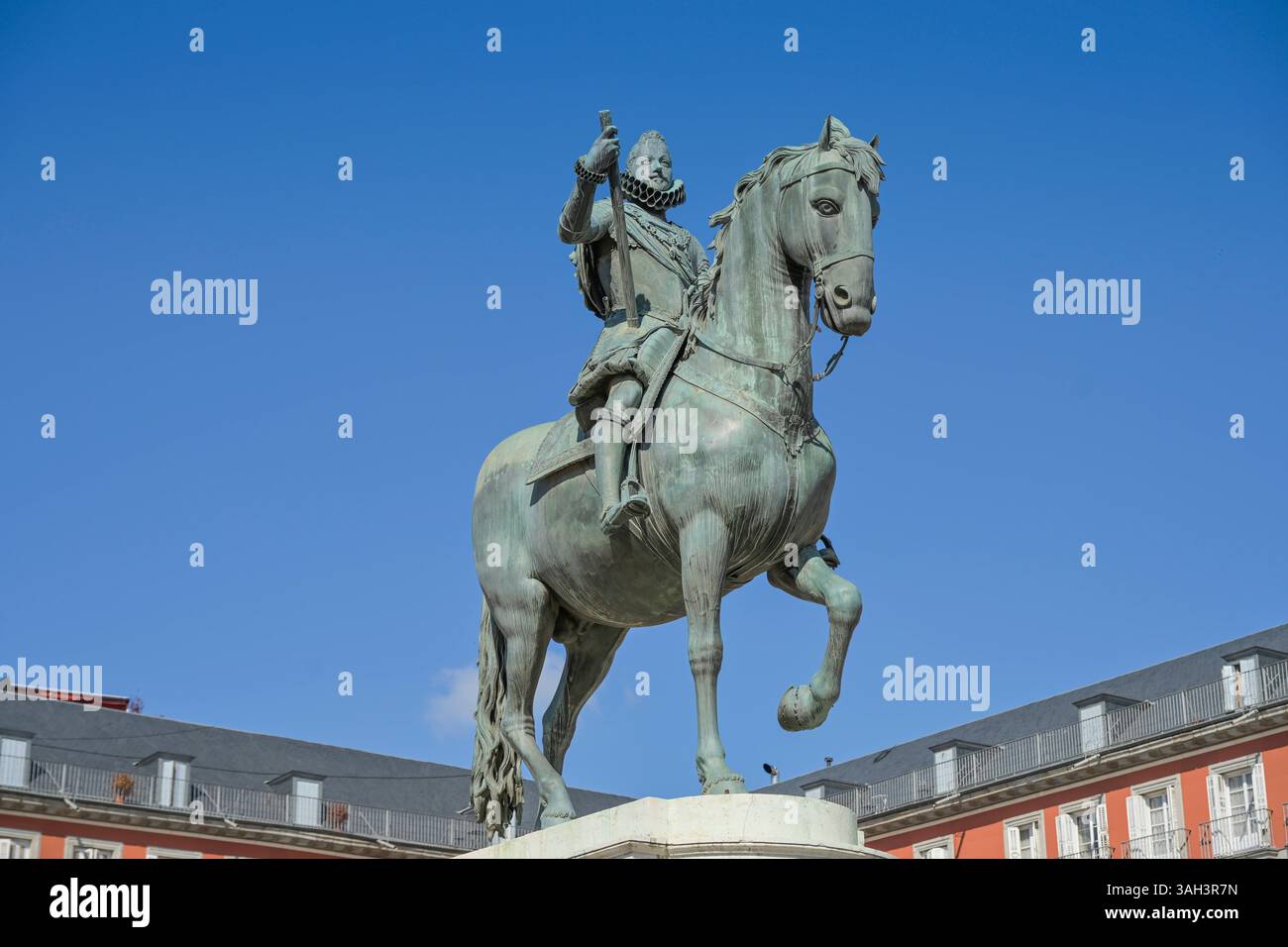 Reiterstandbild Felipe III, Plaza Major, Altstadt, Centro, Madrid ...