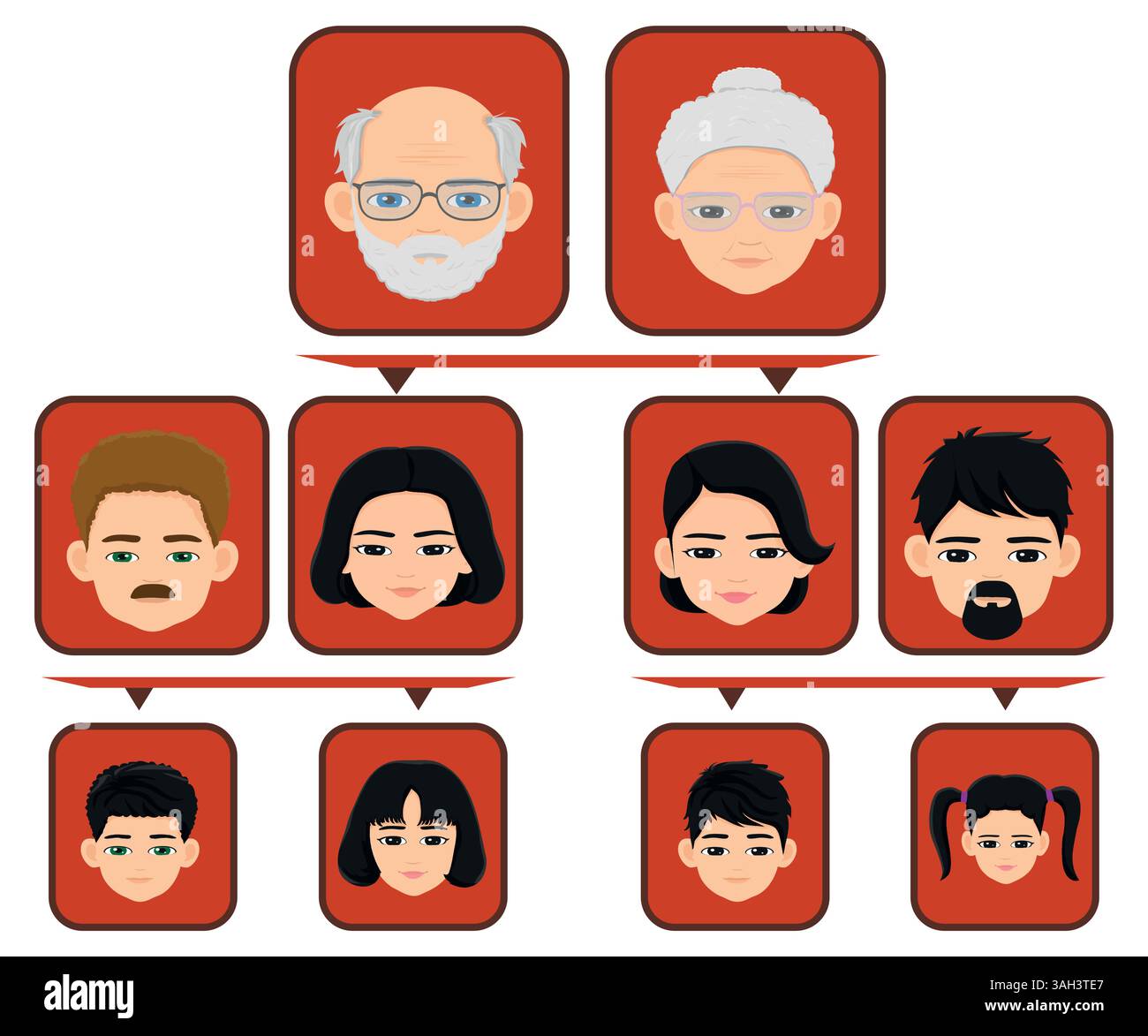 beautifully designed big family tree diagram Stock Vector Image & Art ...