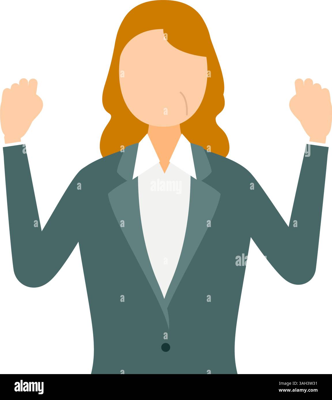 Simple illustration of businesswoman in business suit gut-punching ...
