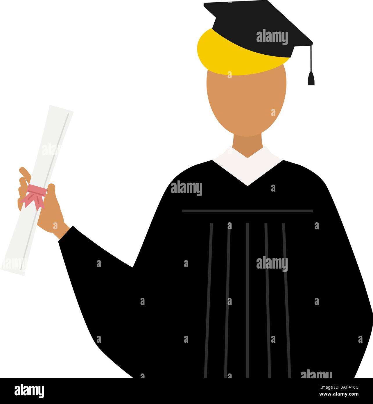 Simple illustration of a black male graduates in graduation gowns and ...