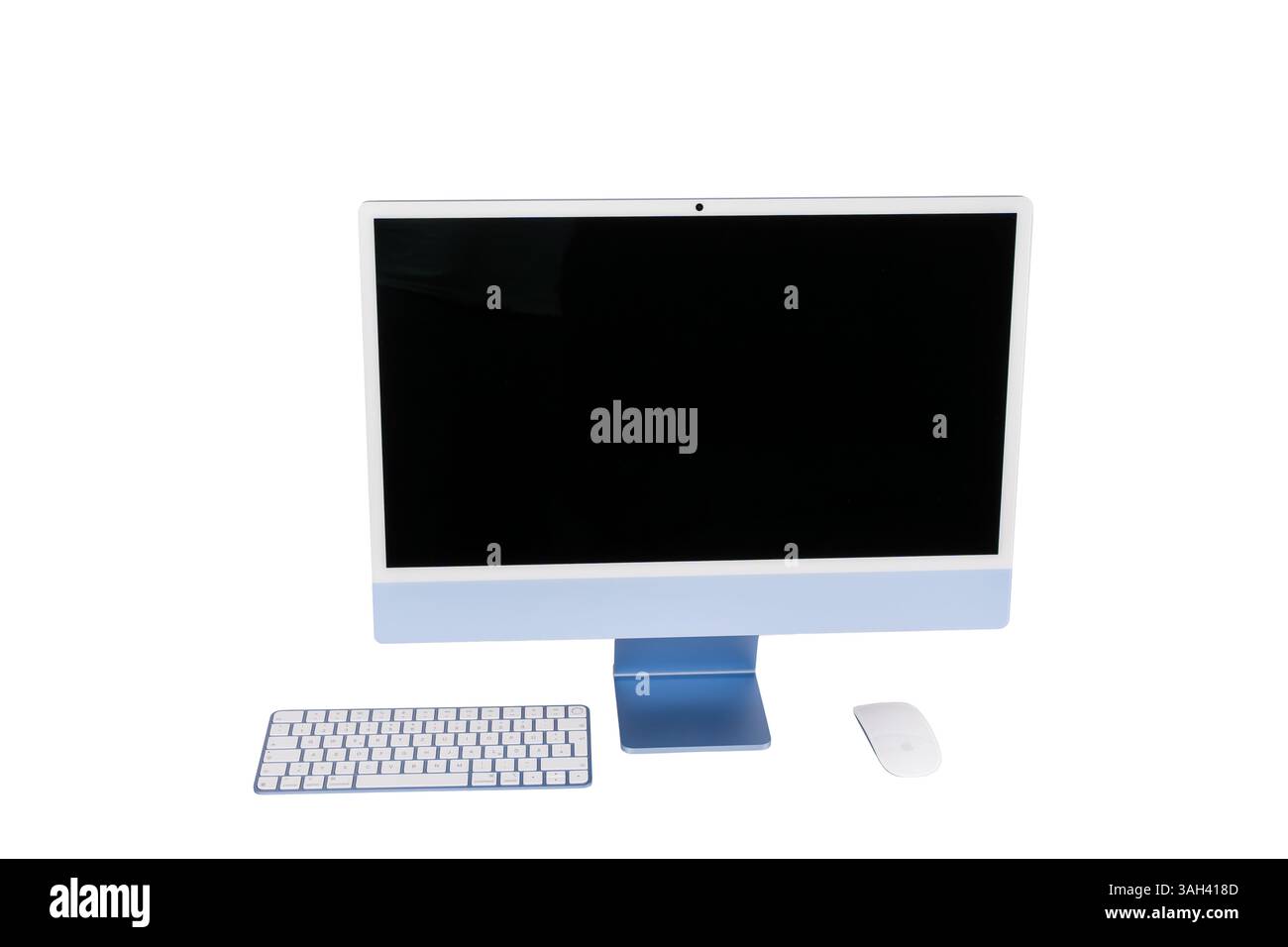 Germany Berlin April 7, 2025. A computer monitor is sitting on a white ...