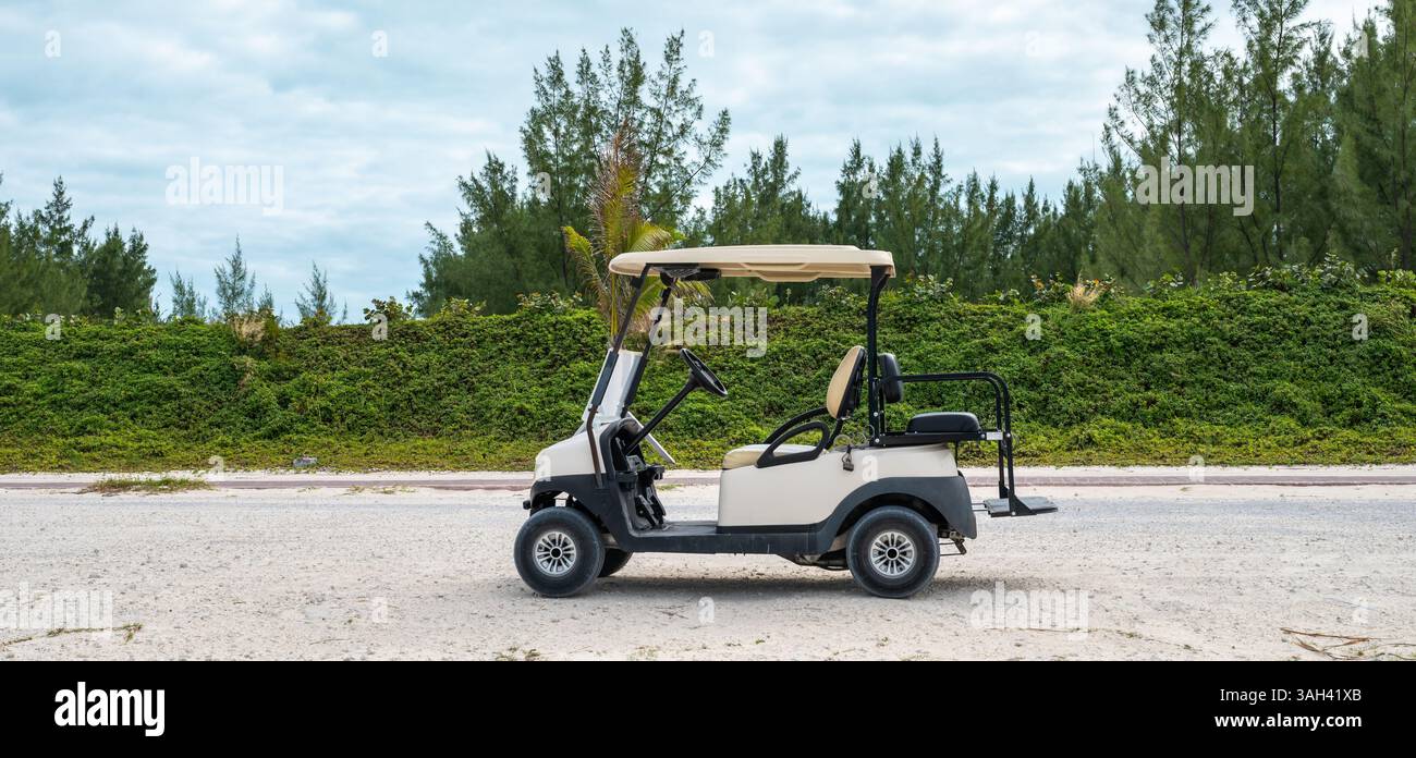 Golf Cart Parked on the Street, Transportation on Bimini Island ...