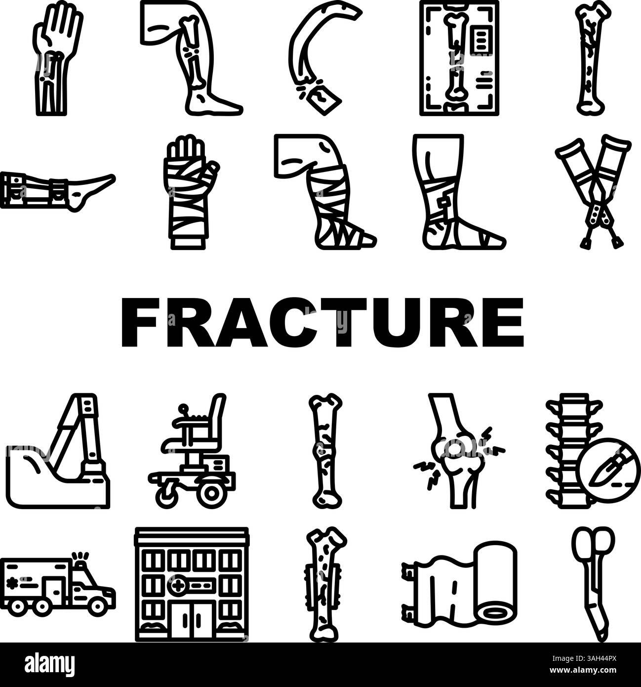 fracture injury bone break icons set vector Stock Vector Image & Art ...