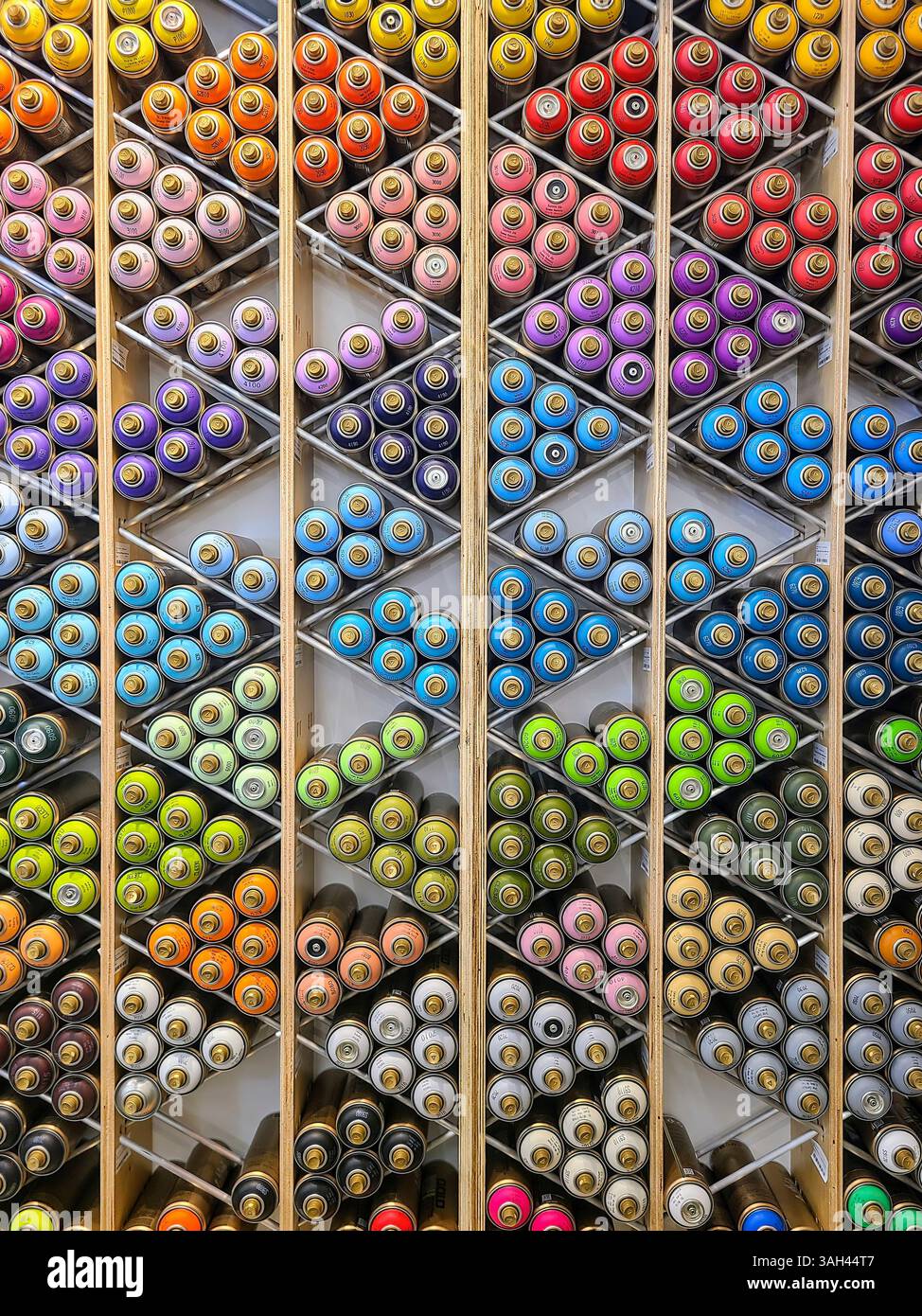 Colorful Spray Paint Display in Art Shop Aerial Stock Photo - Alamy