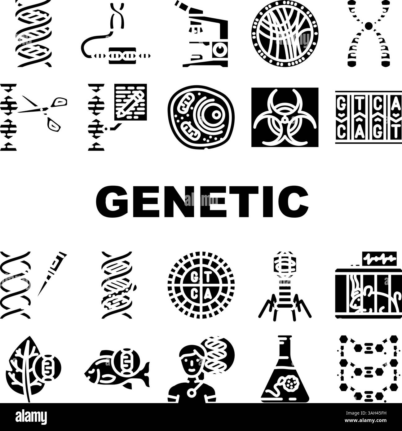 genetic engineering crispr gene icons set vector Stock Vector Image ...
