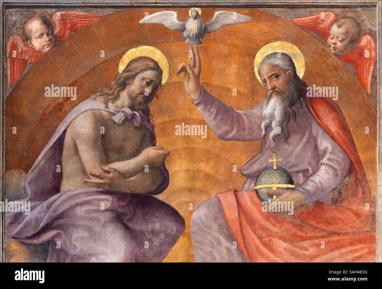 FLORENCE, ITALY - MARCH 17, 2025: The fresco of Holy Trinity in the ...