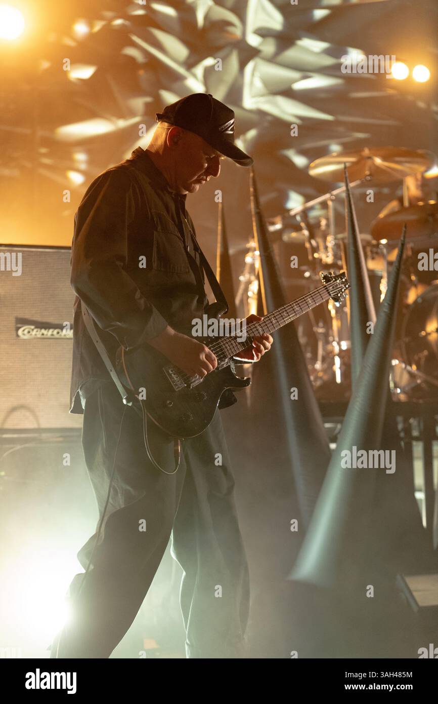 Cambridge, UK, 8 April, 2025. Skunk Anansie in concert. Pictured left ...