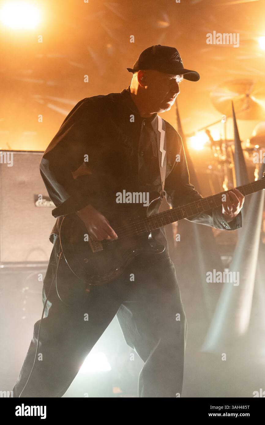 Cambridge, UK, 8 April, 2025. Skunk Anansie in concert. Pictured left ...