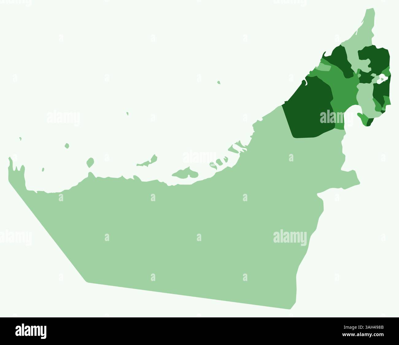 Map of United Arab Emirates with regions. Just a simple country border ...