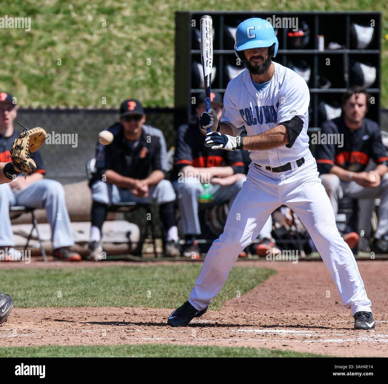 April 12, 2015. Columbia's Jordan Serena #3 watches a pitch during game ...