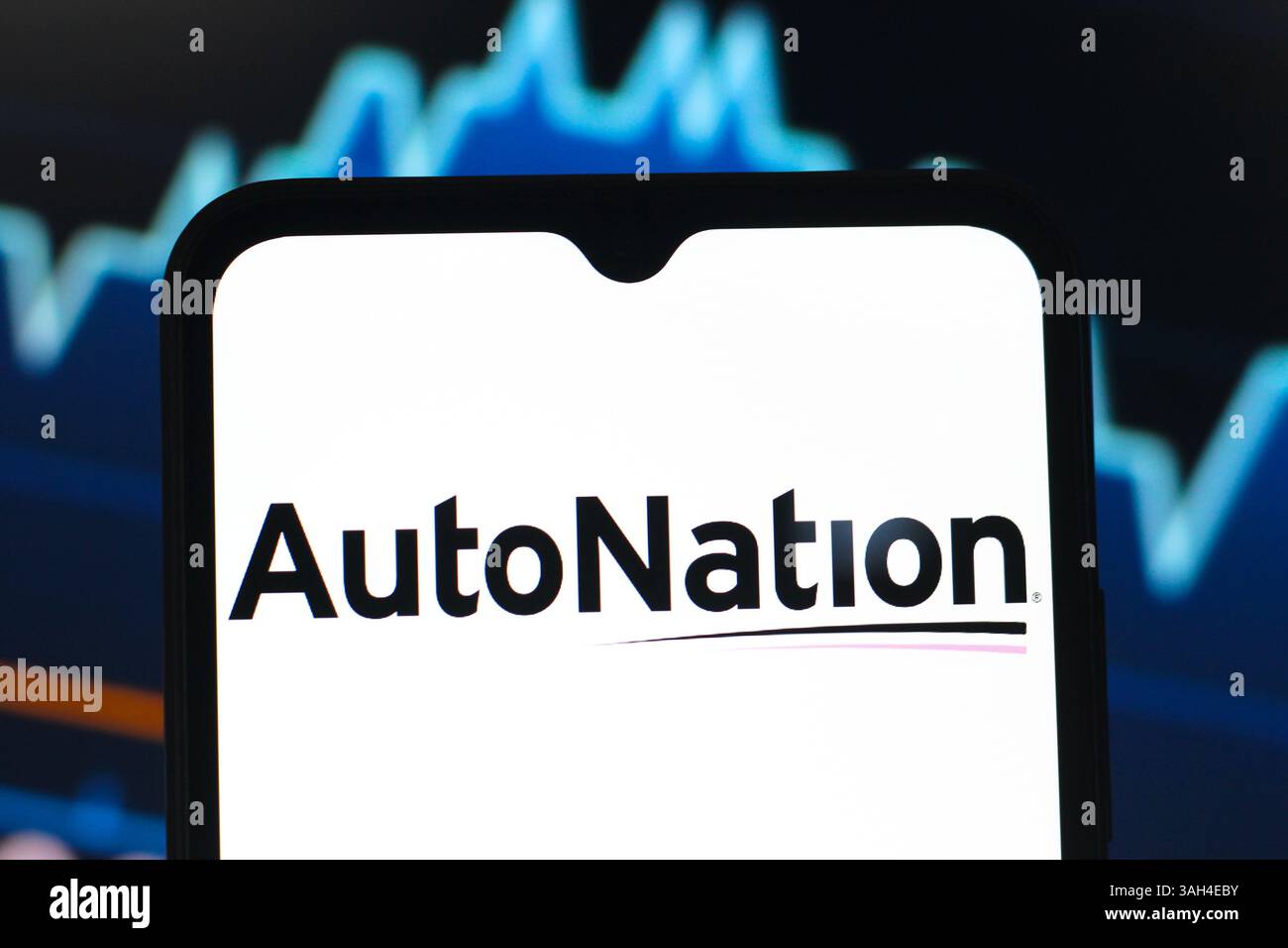 In this photo illustration, the AutoNation logo is seen displayed on a ...