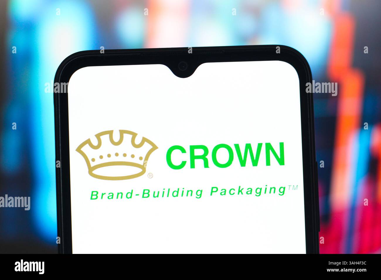 In this photo illustration, the Crown Holdings logo is seen displayed ...