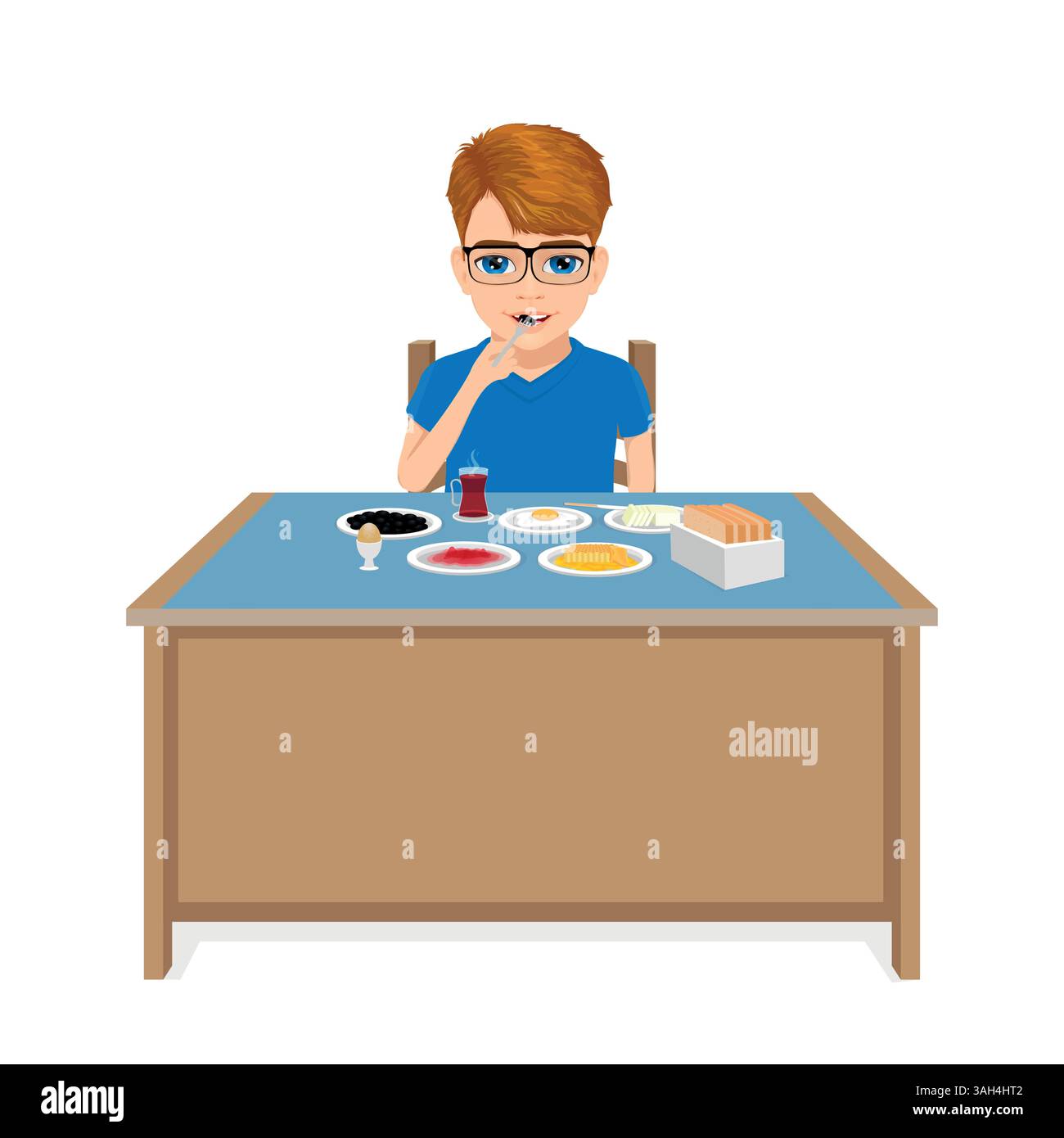 person sitting on a chair eating breakfast Stock Vector Image & Art - Alamy