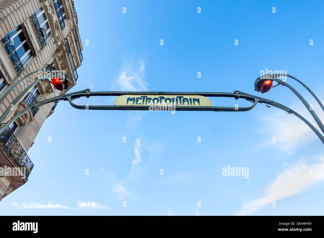 Paris, old Metro station sign. Subway entrance sign Stock Photo - Alamy