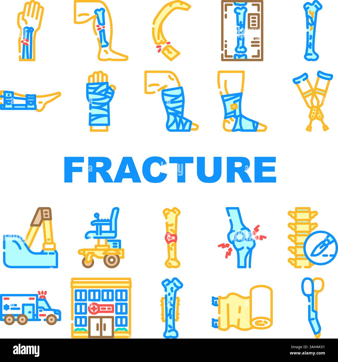 fracture injury bone break icons set vector Stock Vector Image & Art ...