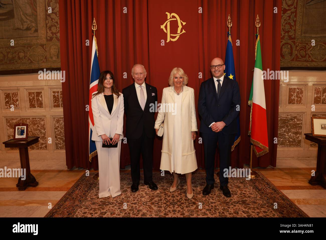 King Charles III and Queen Camilla, with President of the Chamber of ...