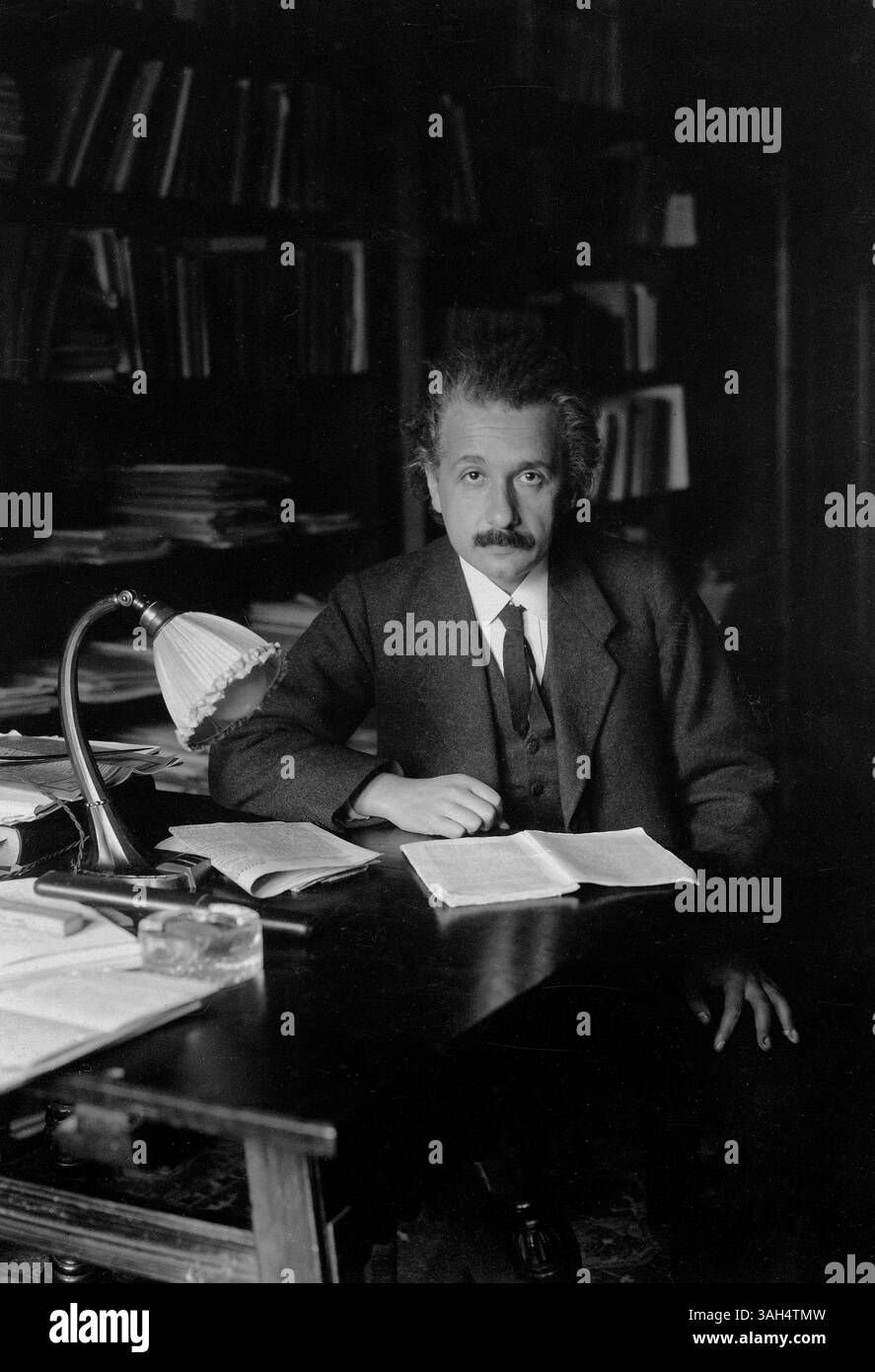 BERLIN, GERMANY - circa 1920 - Portrait of Albert Einstein sitting at ...