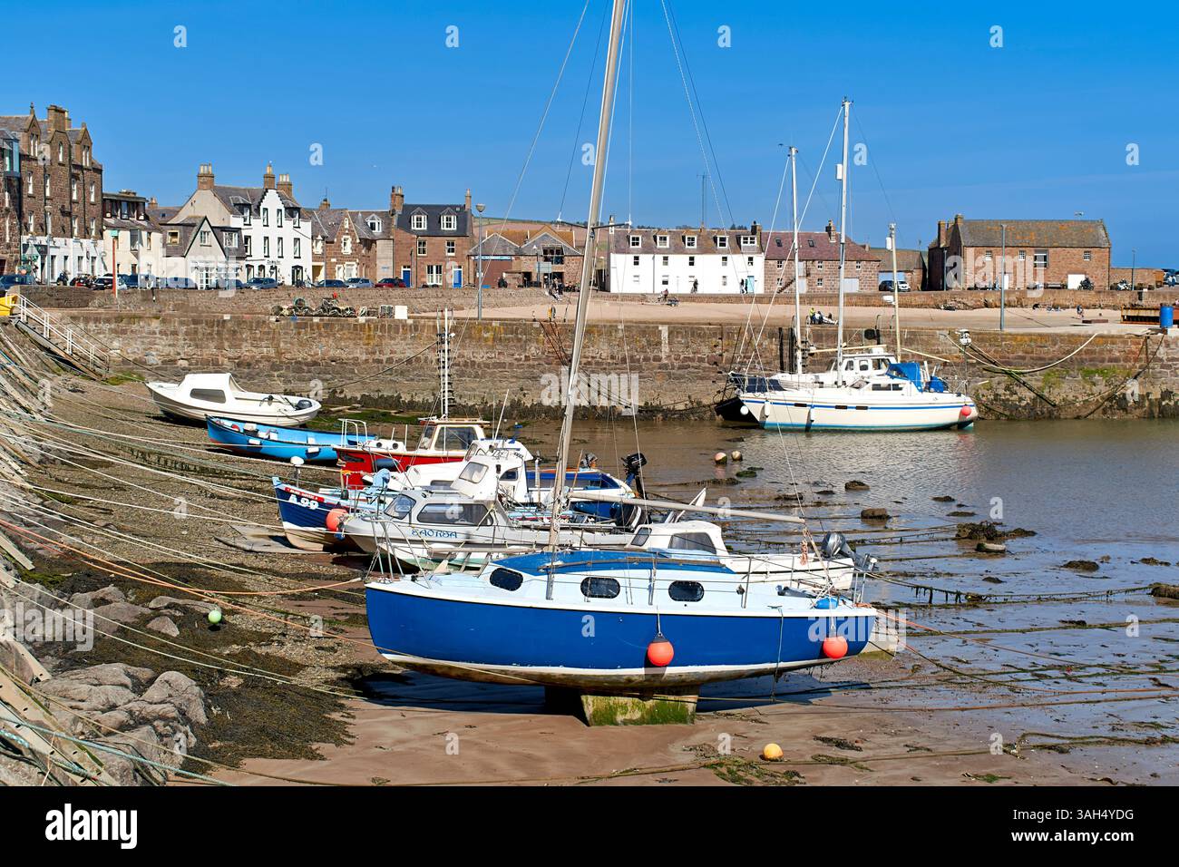 Stonehaven Aberdeenshire Scotland the harbour buildings and boats on ...